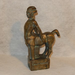 FRED PRESS Modernist Zodiac Sculpture SAGITTARIUS Centaur Bronze Metal ...