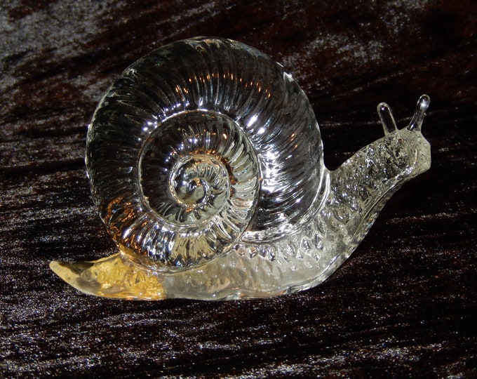 Vintage FENTON Art Glass Clear SNAIL Paper Label 5" Paperweight ...