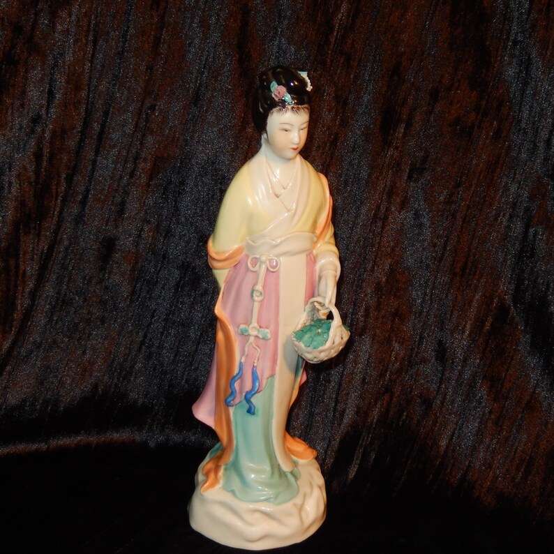 Hand Painted Porcelain GEISHA W/basket Fish Seaweed Oriental - Etsy