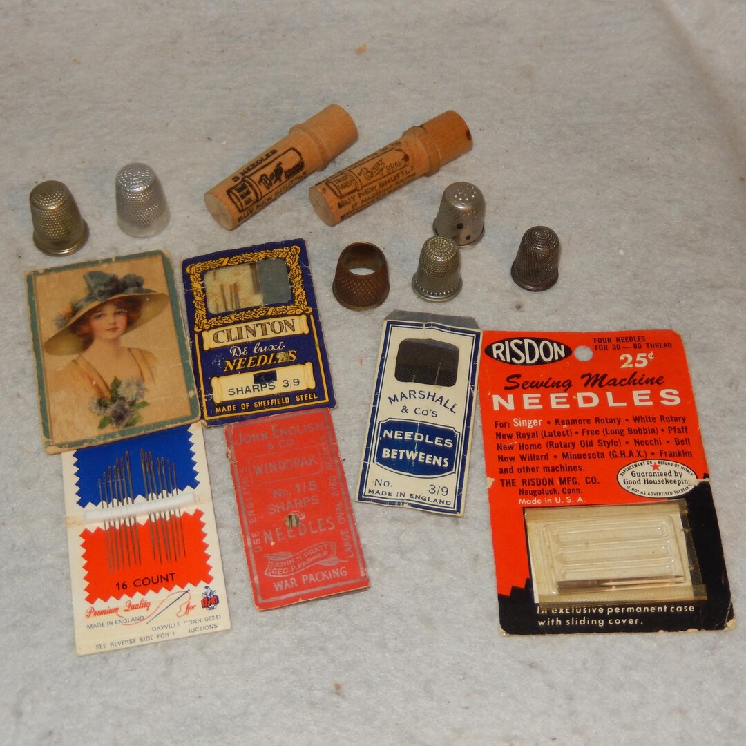Lot Vintage BOYE Sewing Machine Needles Steel Thimbles War Package ...