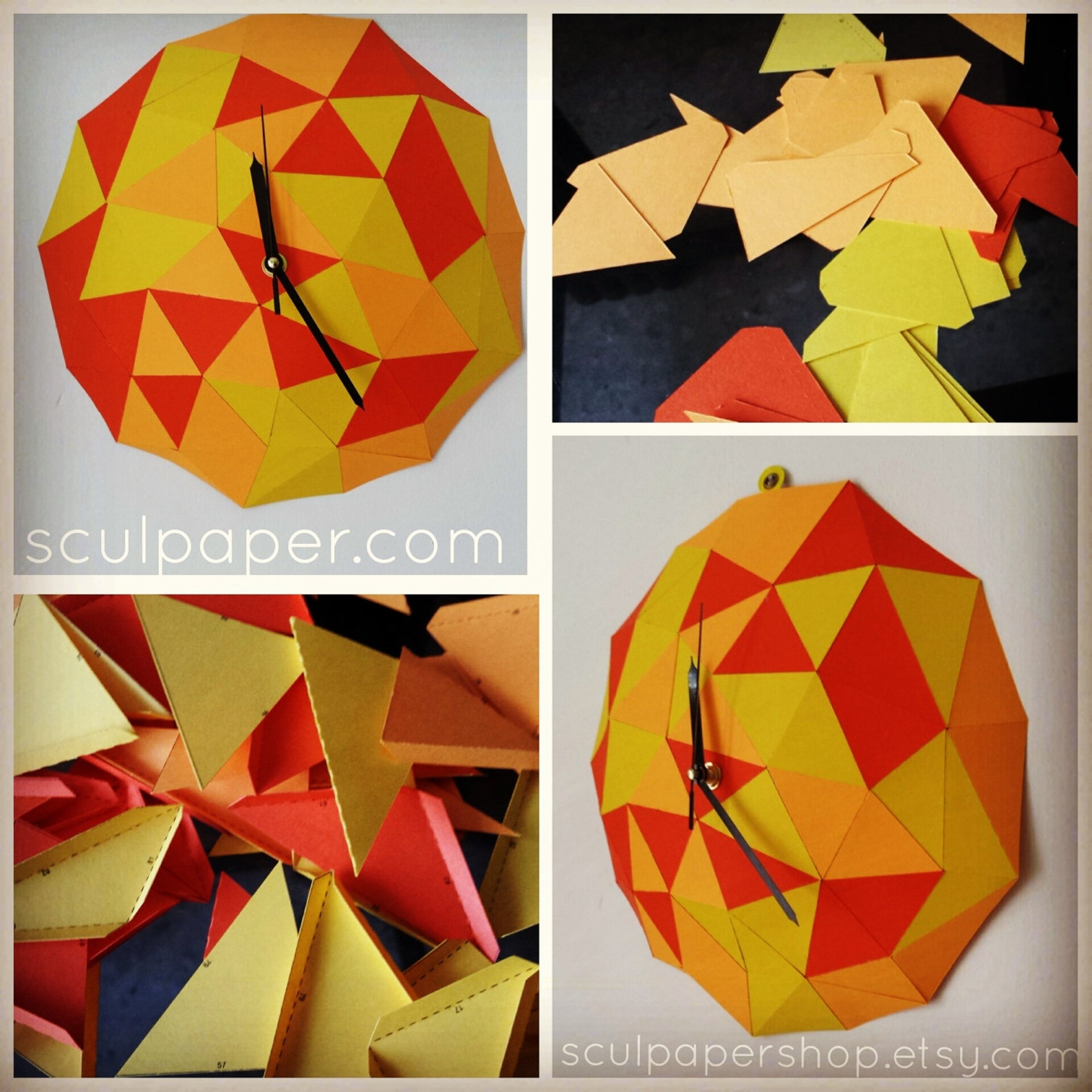 DIY KIT "wall Clock", Handmade Papercraft Sculpture, Made on Paper 100% ...