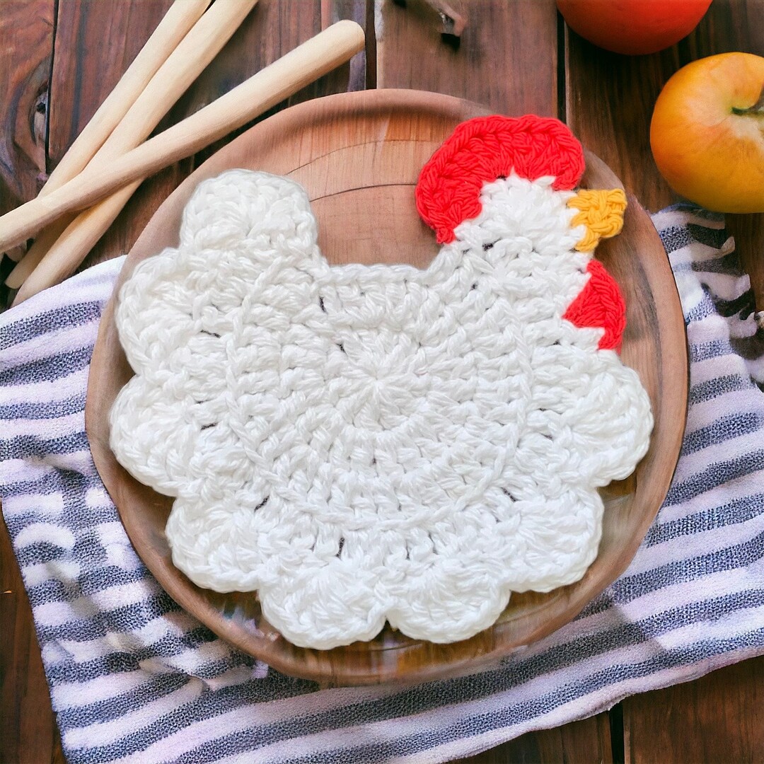 Crochet Chicken, Home Decor, Chicken Decor, Rooster Chicken Coaster ...