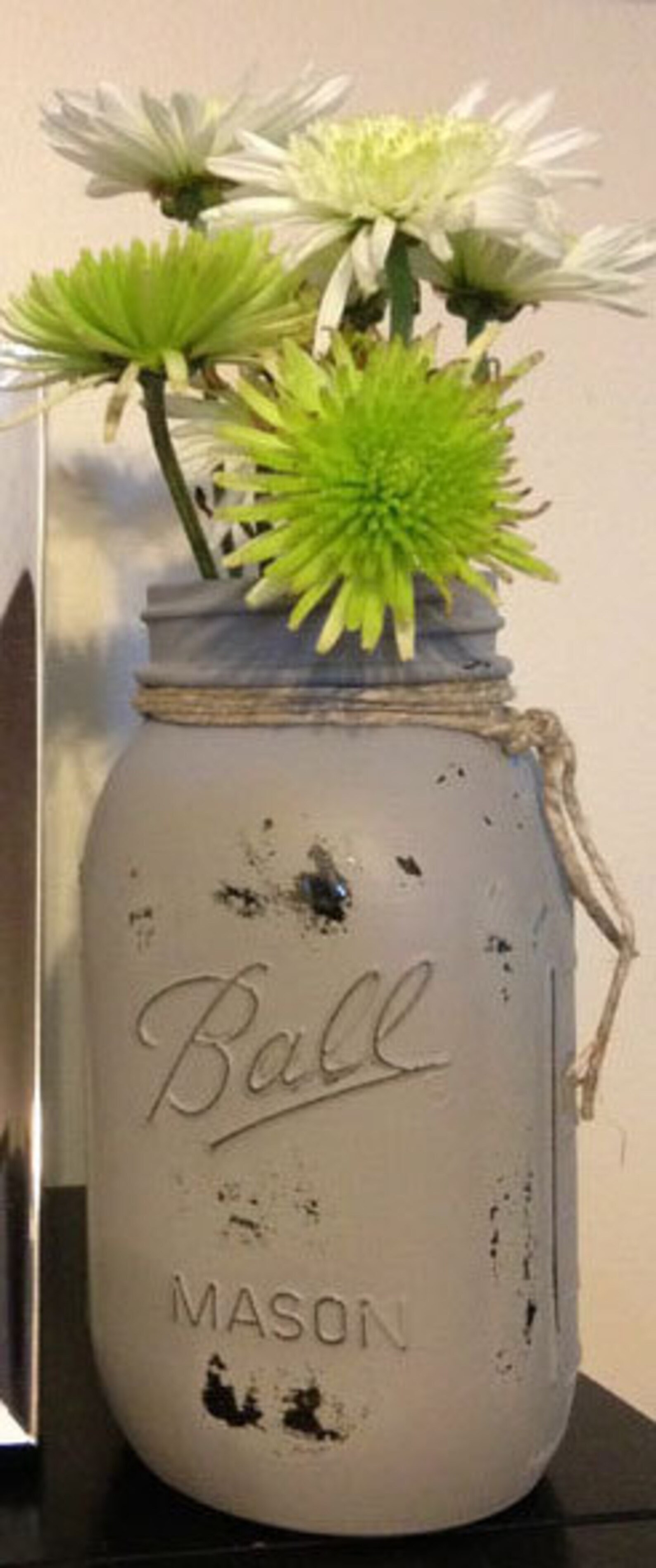 Old Rustic Mason Jar Flower Vase - You Pick the Color - Etsy