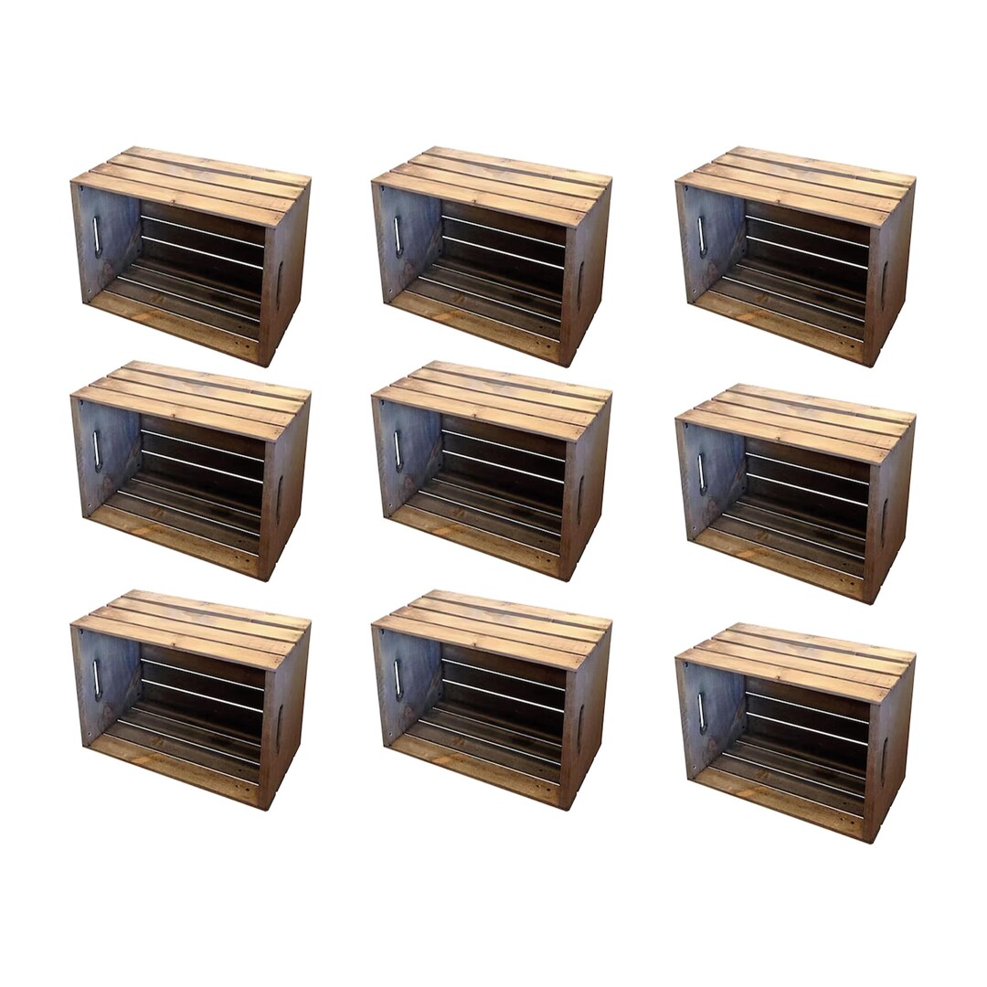 Rustic Storage Crate 9 Pack - 9 Wooden Crates for Building Shelving - 9 ...