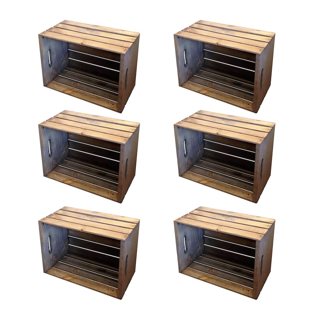 Rustic Storage Crate 6 Pack - 6 Wooden Crates for Building Shelving - 6 ...