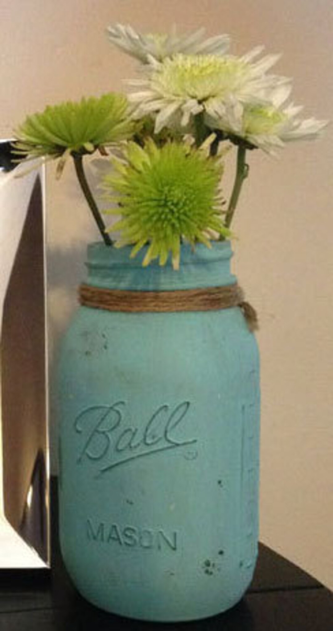 Old Rustic Mason Jar Flower Vase You Pick the Color - Etsy