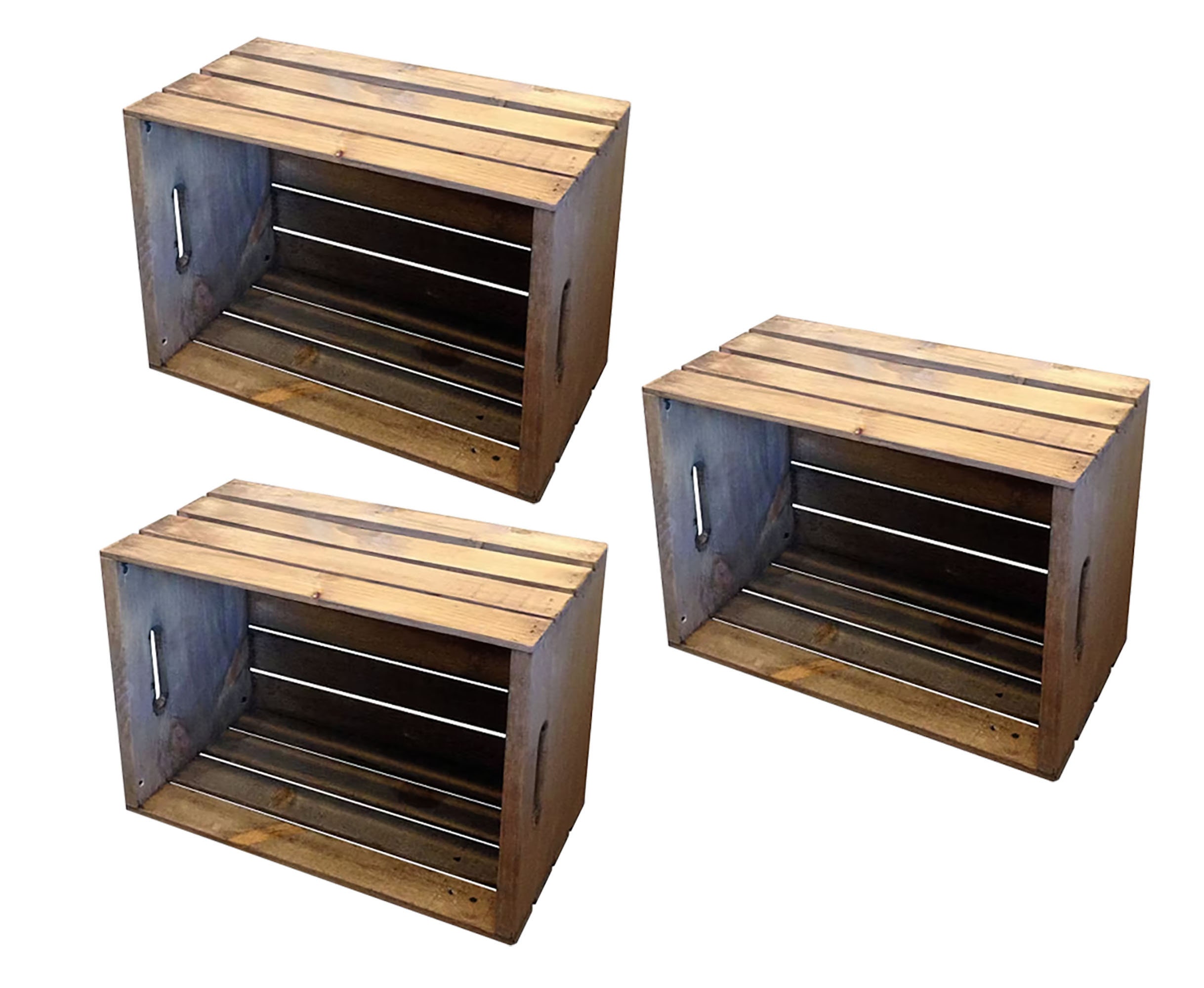 Rustic Wood Storage Crates - Set of 3 - Decorative Shelving - Etsy
