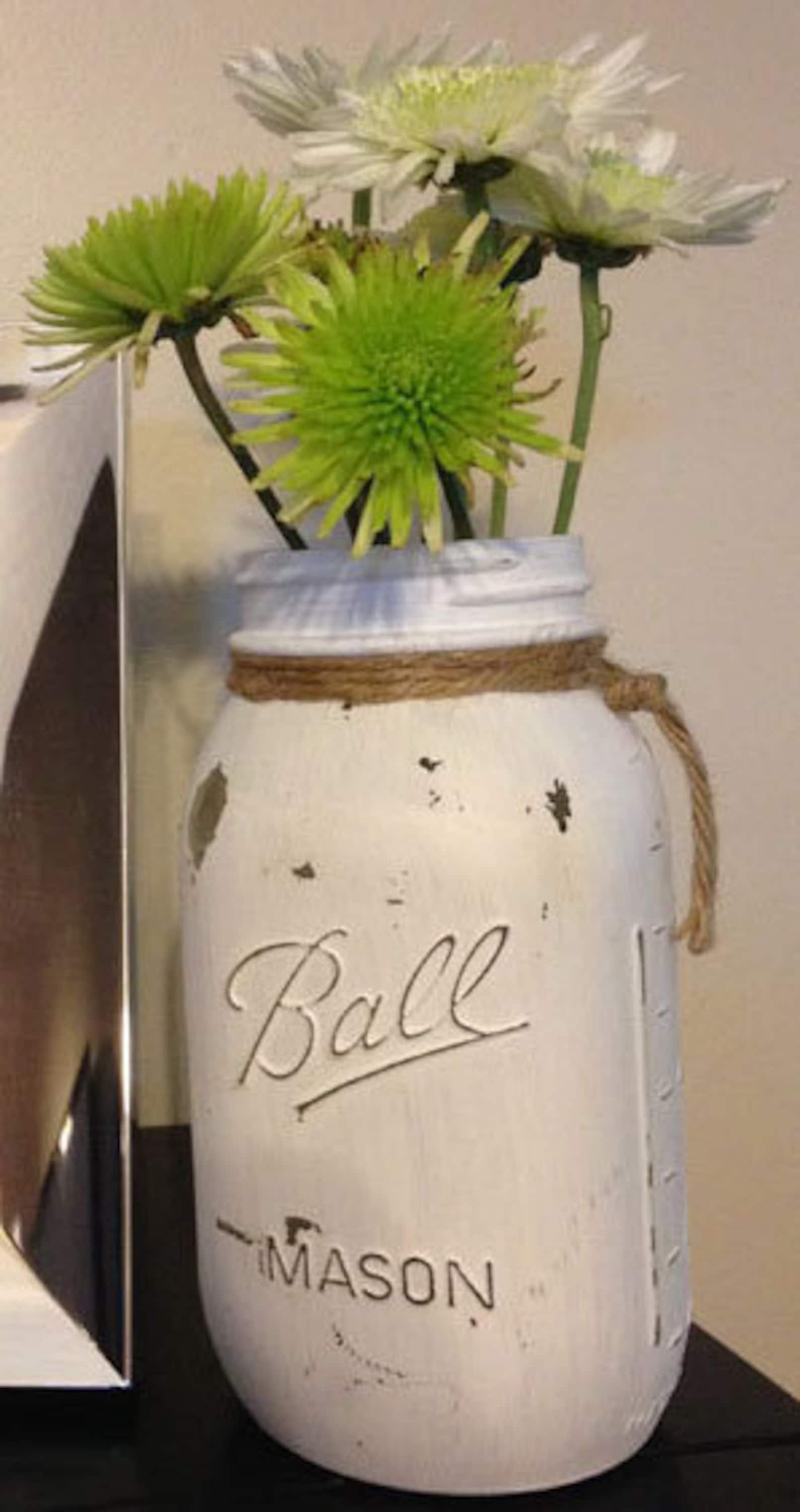 Old Rustic Mason Jar Flower Vase - You Pick the Color - Etsy