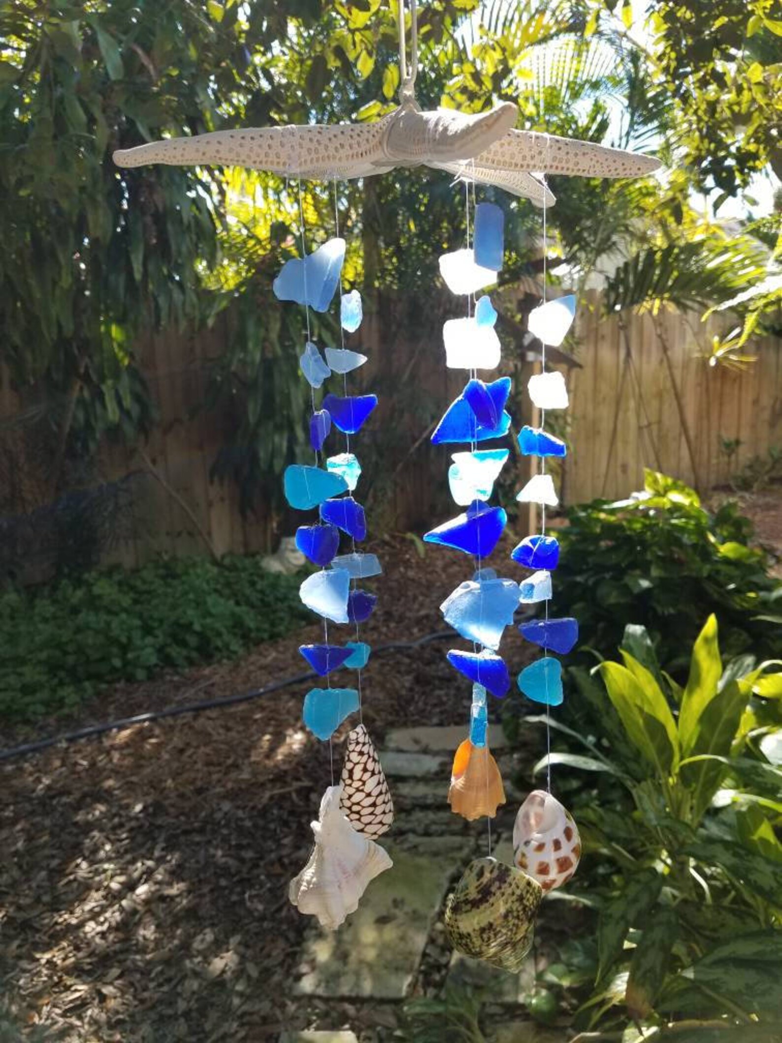Beachy Decor Sea Star With Sea Glass, Shell and Coral Wind Chime - Etsy