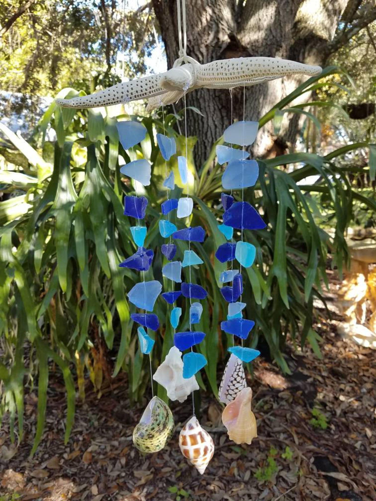 Beachy Decor Sea Star With Sea Glass, Shell and Coral Wind Chime - Etsy