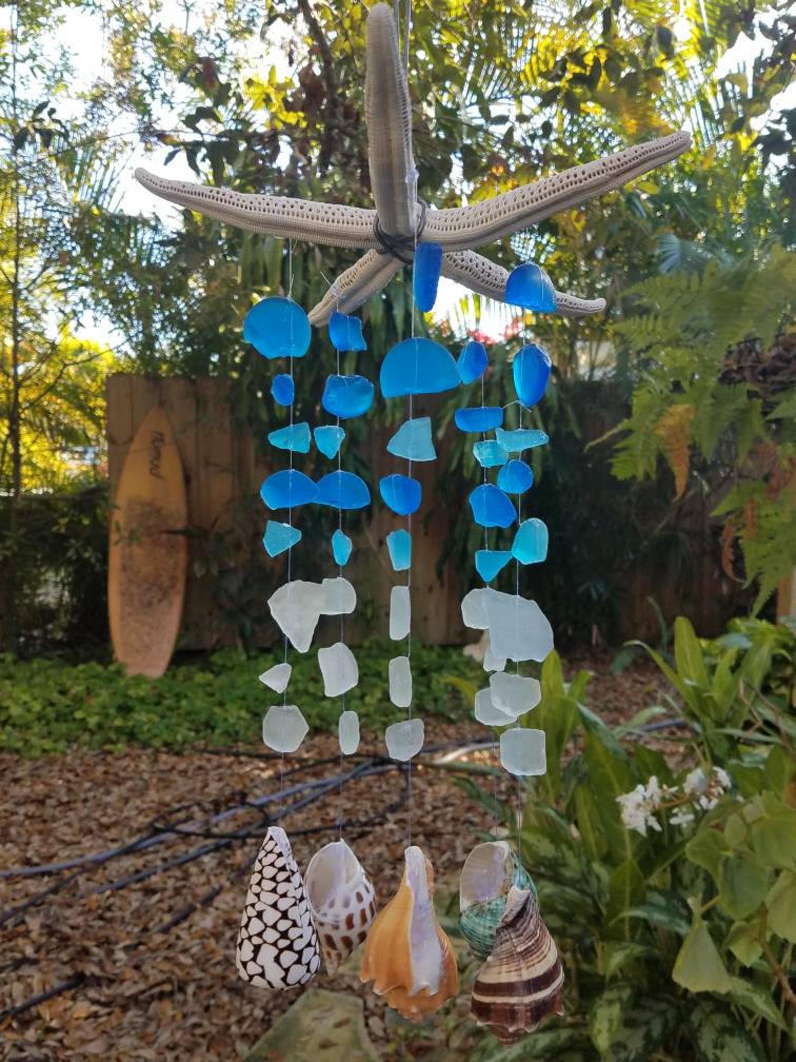 Beachy Decor Sea Star With Sea Glass, Shell and Coral Wind Chime - Etsy