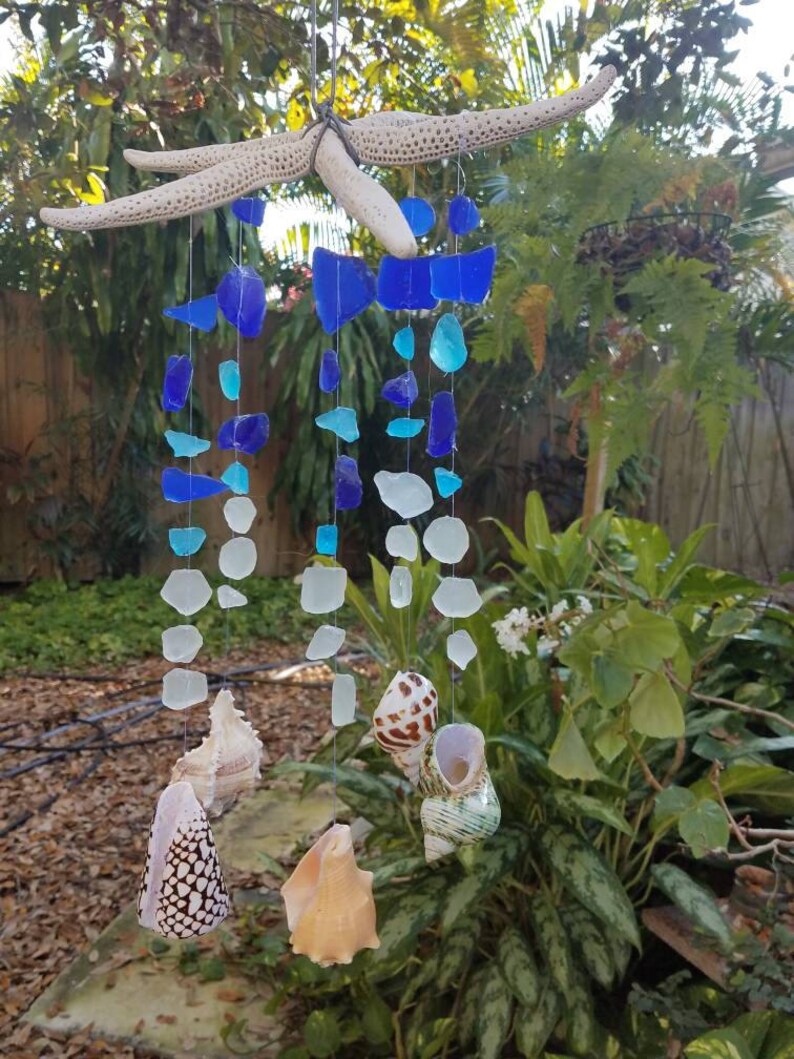Beachy Decor Sea Star With Sea Glass Shell and Coral Wind - Etsy