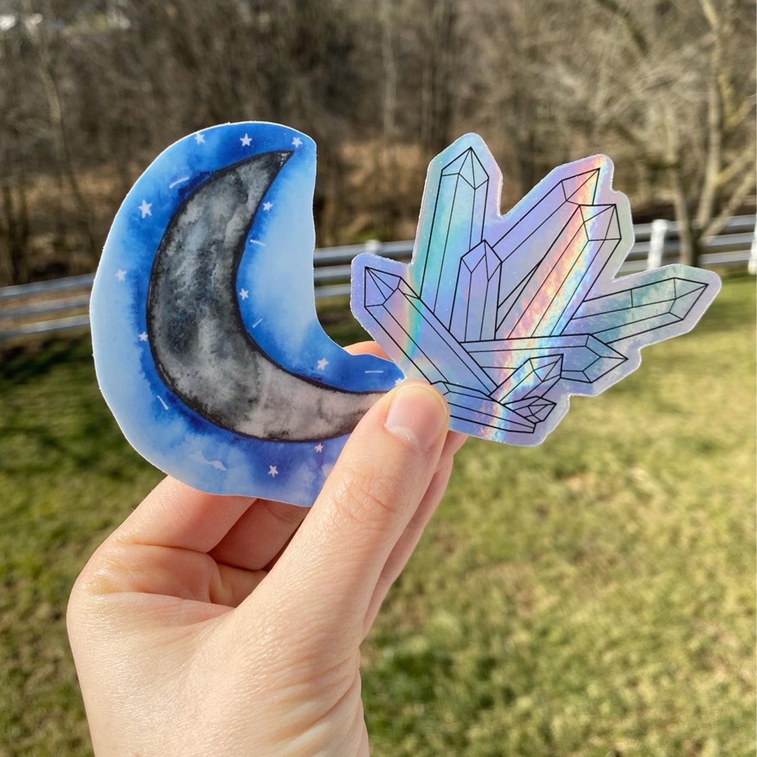 Crystal and Moon Stickers Holographic Sticker Crystal Holographic ...