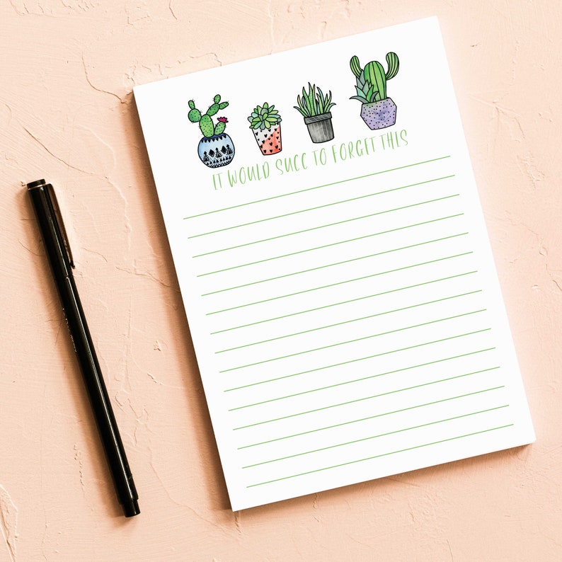 Succulent Notepad - Plant Notepad - Punny Notepad - Funny Notes - Plant ...