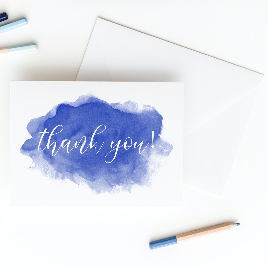 Thank You Card Watercolor Painting Card Watercolor Splash Pretty Thank ...