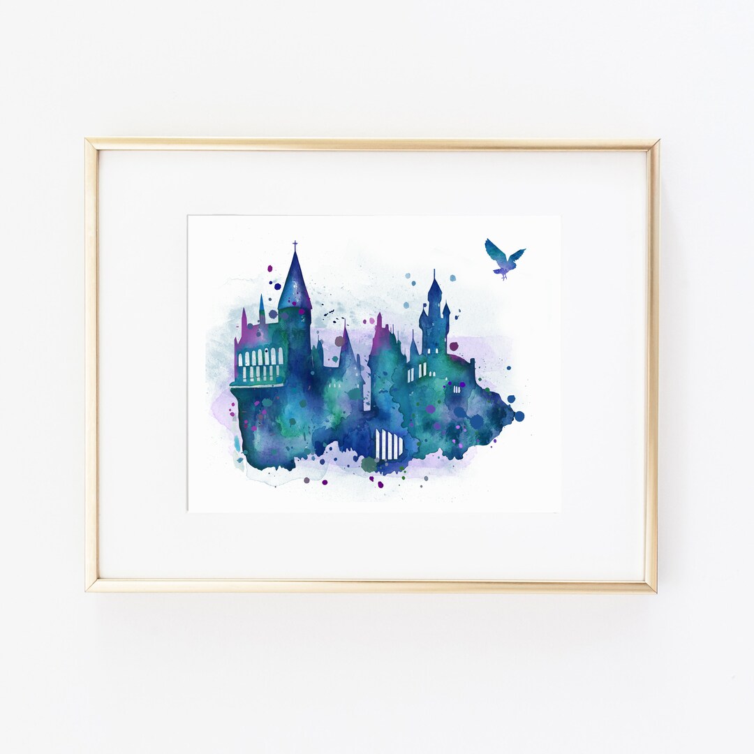 Castle Watercolor Painting - Art Print - Castle and Owl Painting - Etsy