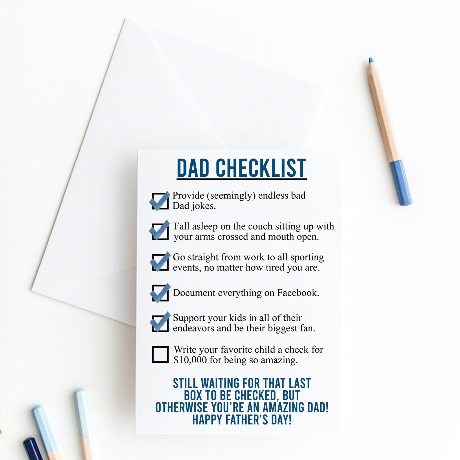 Dad Checklist Birthday Card Card for Dads Funny Dad Card | Etsy