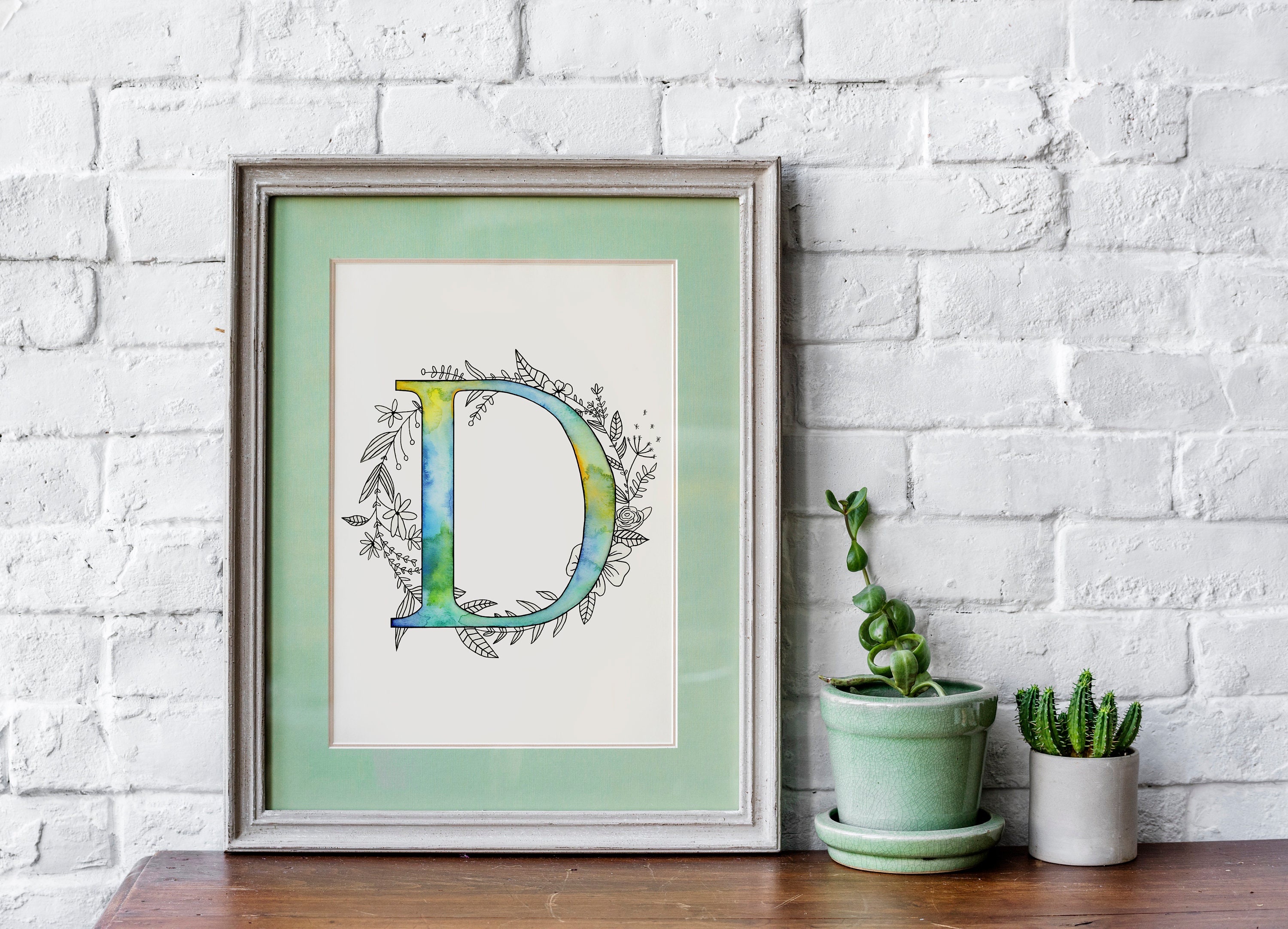 Letter D Monogram Monogram Art Print 8x10 Art | Etsy
