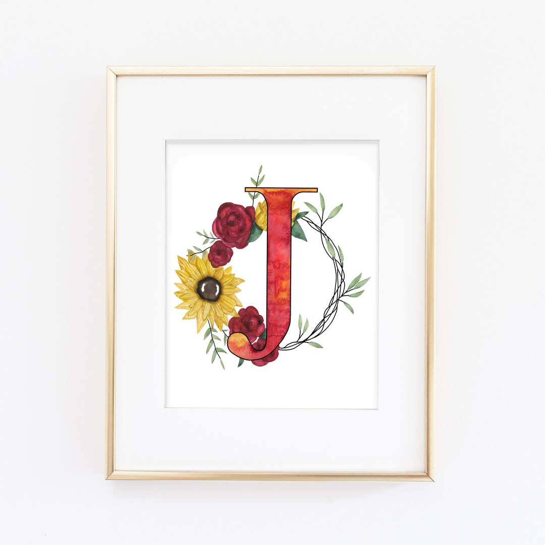 Monogram Watercolor Painting - Gouache Painting - Letters - Initials ...