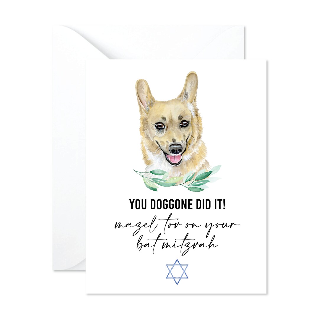 Corgi Bar and Bat Mitzvah Card - Jewish Cards - Dog Mitzvah Card ...