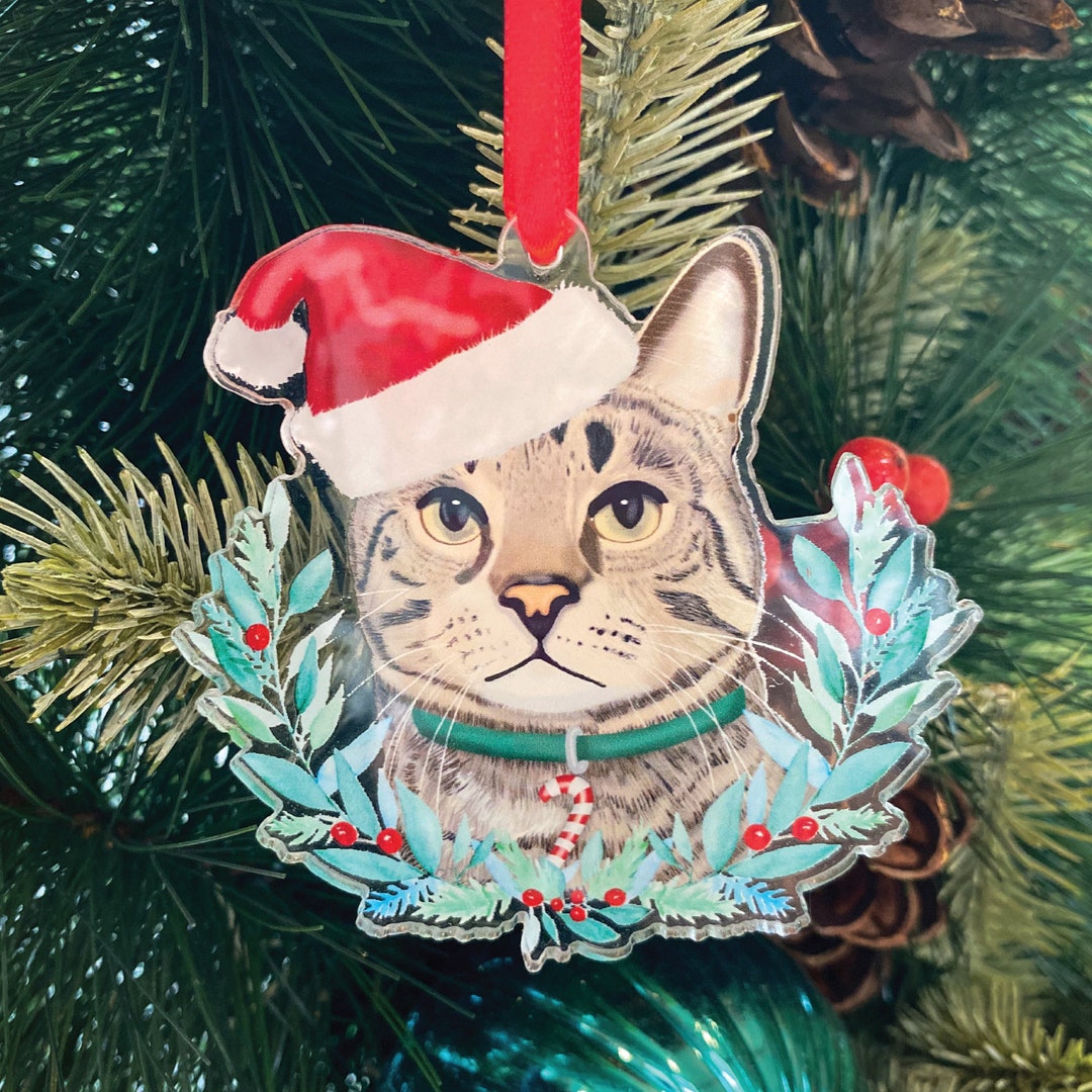 Cat Drawing Acrylic Ornament Cat Lover Gift Idea Cat Stocking Stuffer ...