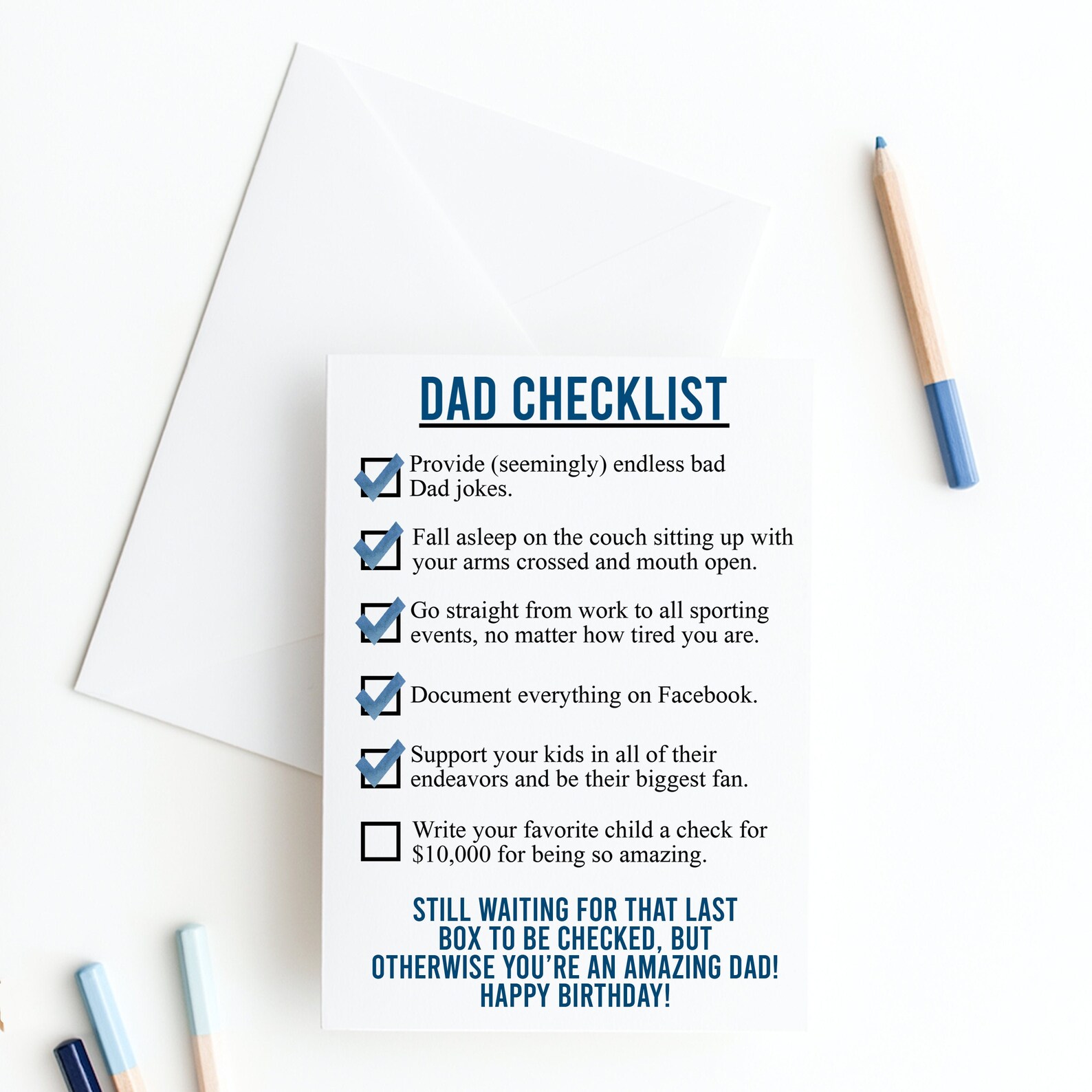 Dad Checklist Birthday Card Card for Dads Funny Dad Card | Etsy