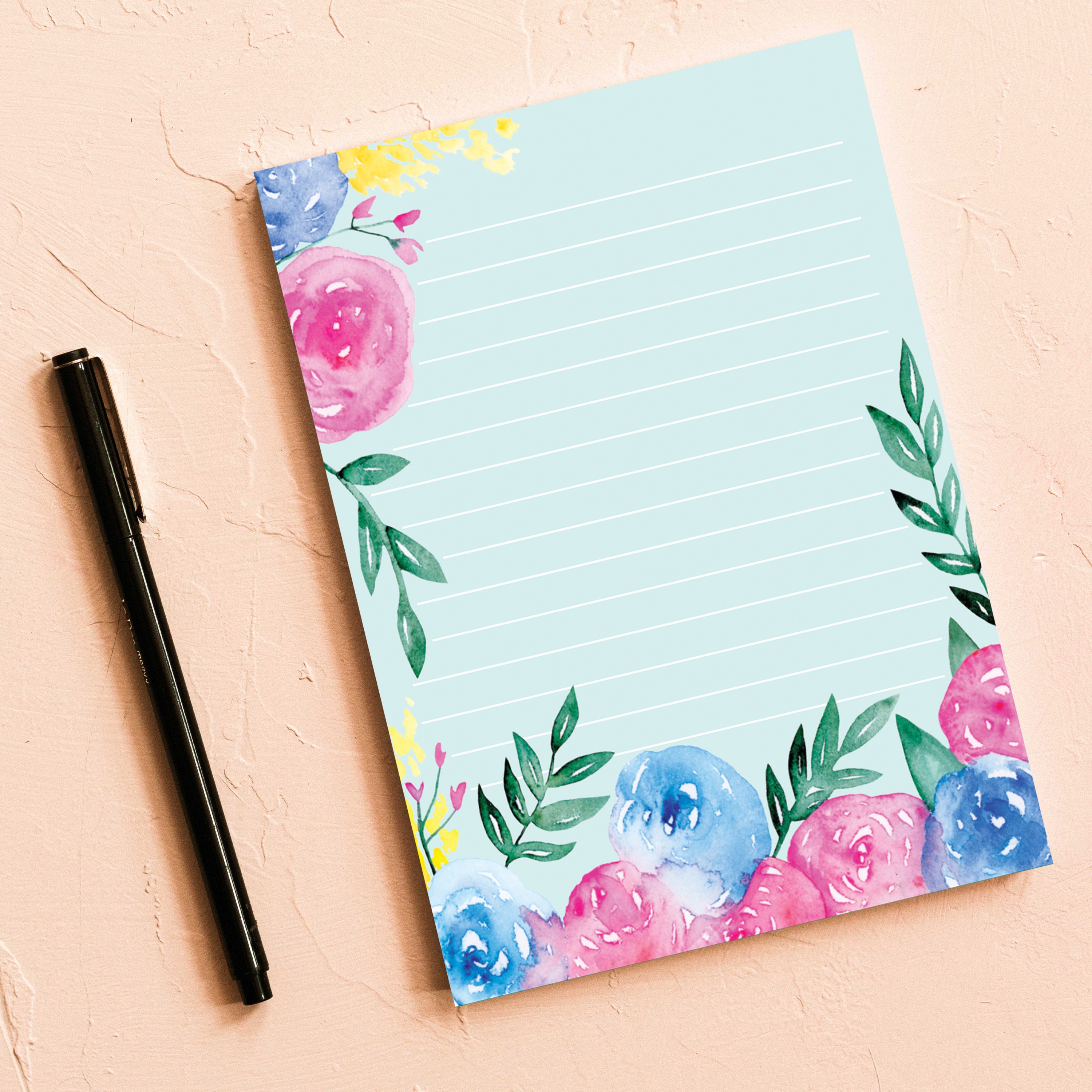 Floral Watercolor Painting Notepad Beautiful Paper Gift - Etsy