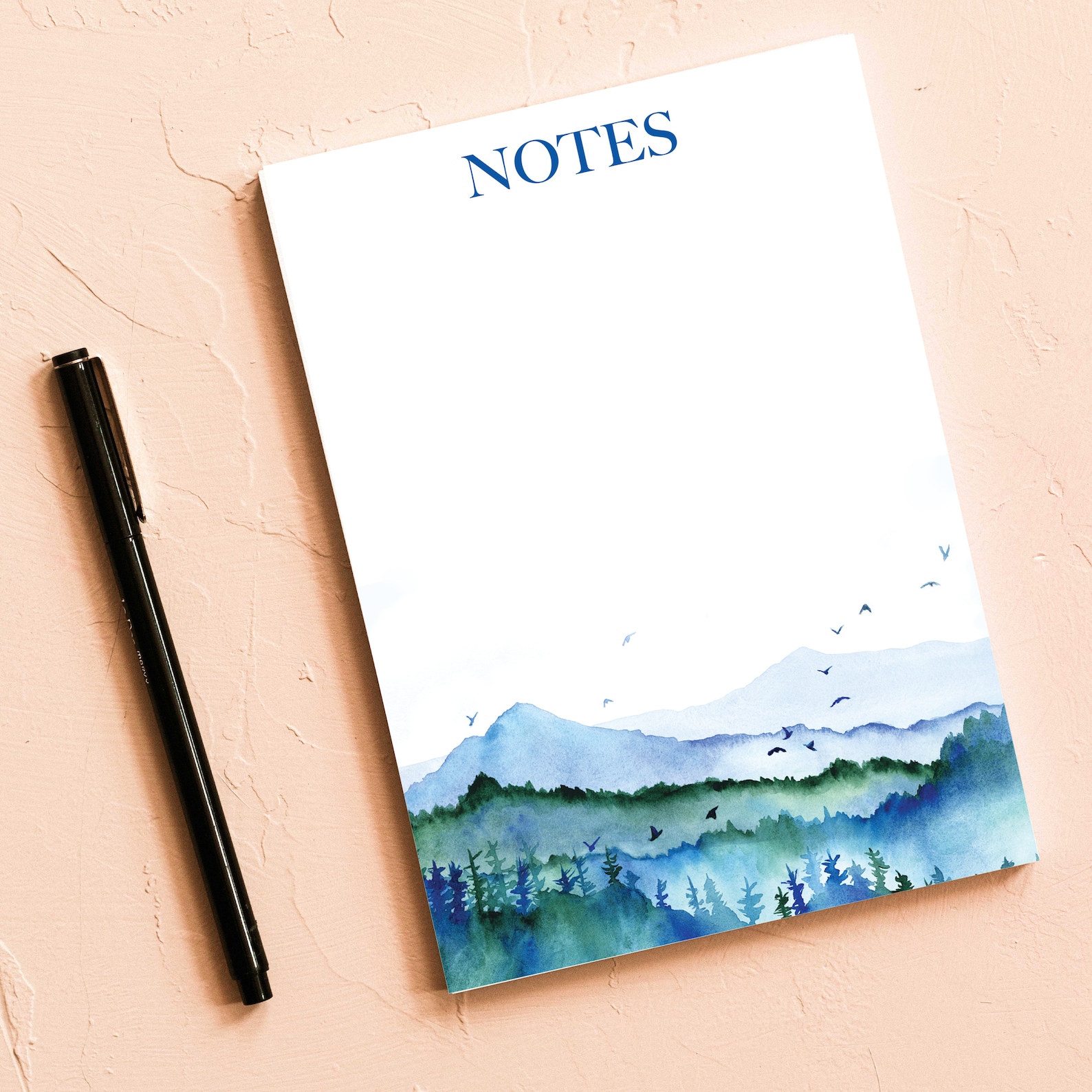 Smoky Mountains Watercolor Notepad Misty Mountains Painting - Etsy
