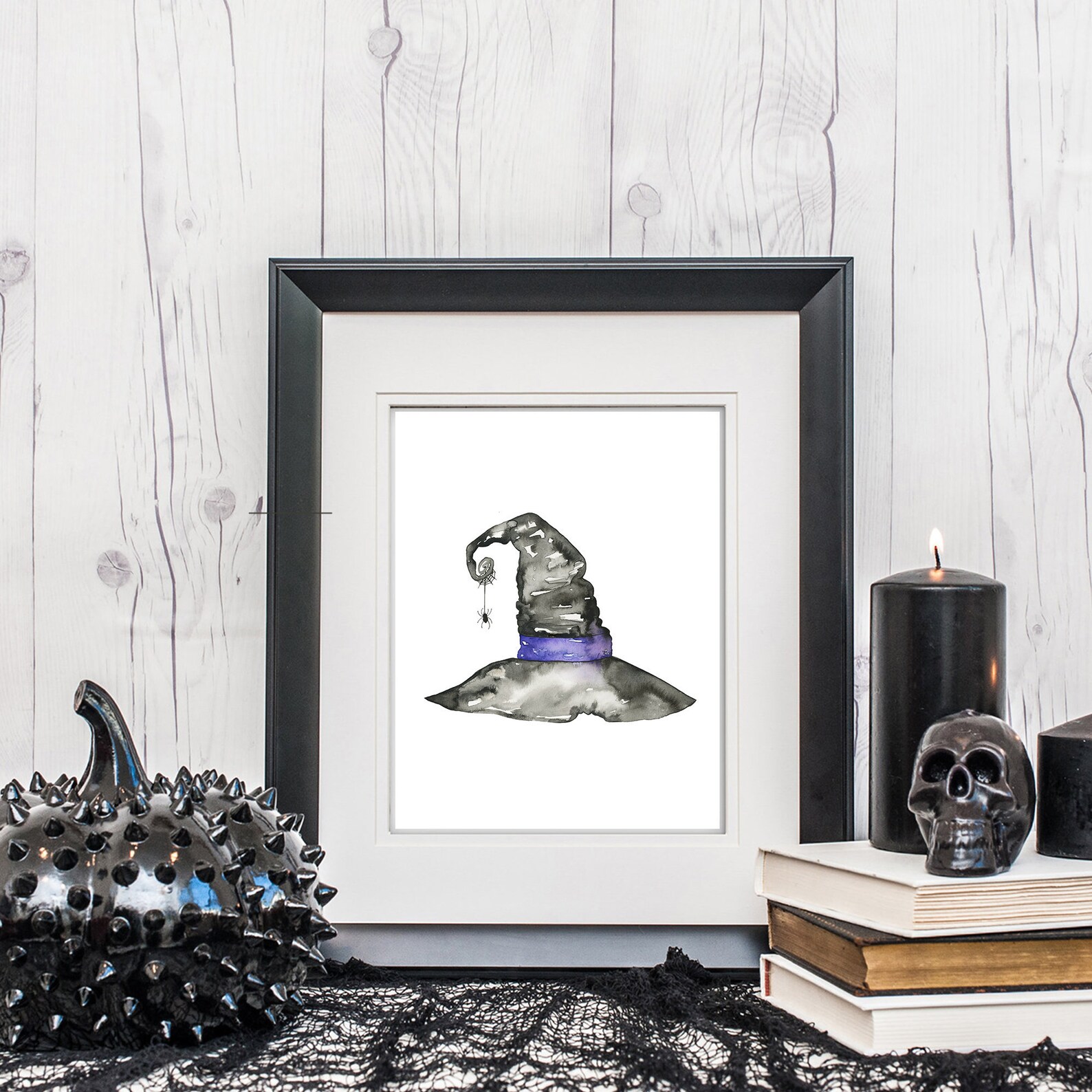 Halloween Witch Hat Painting Art Print Ink 8x10 | Etsy