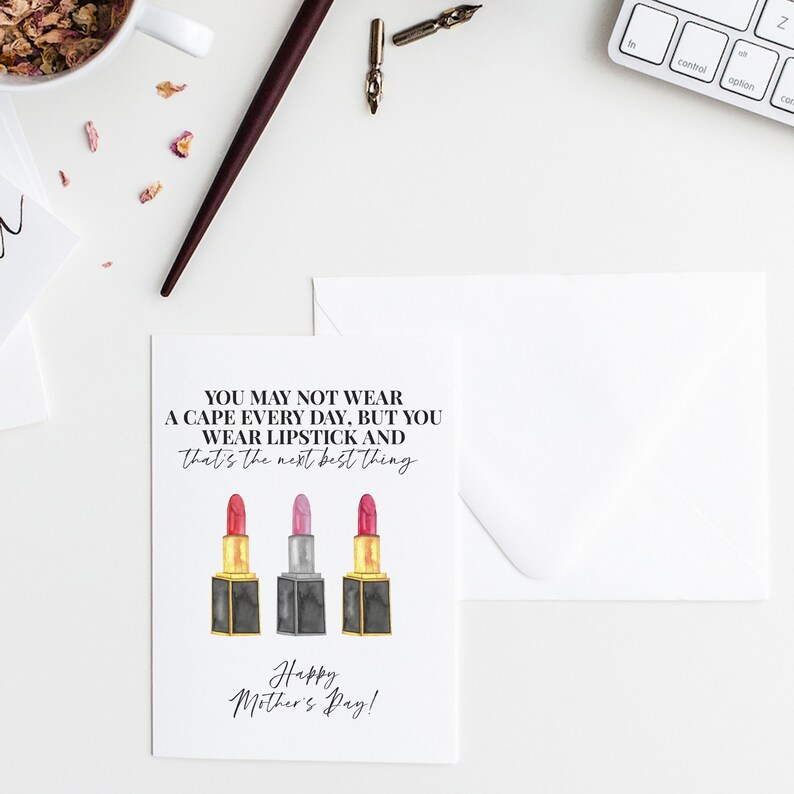 Lipstick Birthday Card Lipstick Mother's Day Card - Etsy
