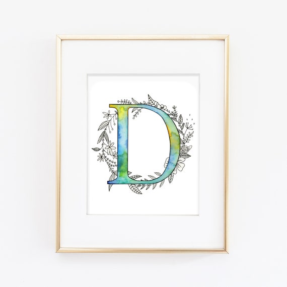 Letter D Monogram Monogram Art Print 8x10 Art | Etsy