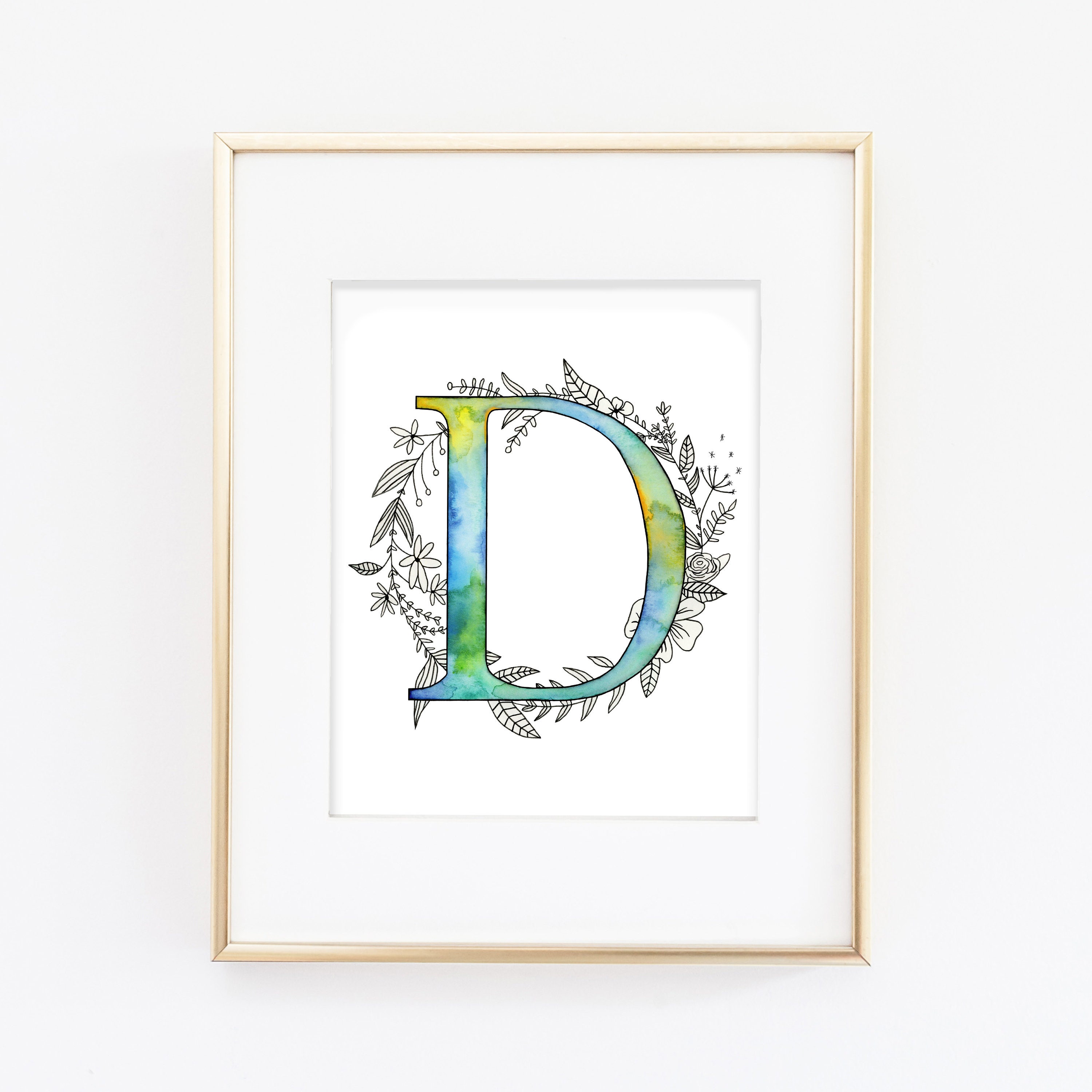 Letter D Monogram Monogram Art Print 8x10 Art | Etsy