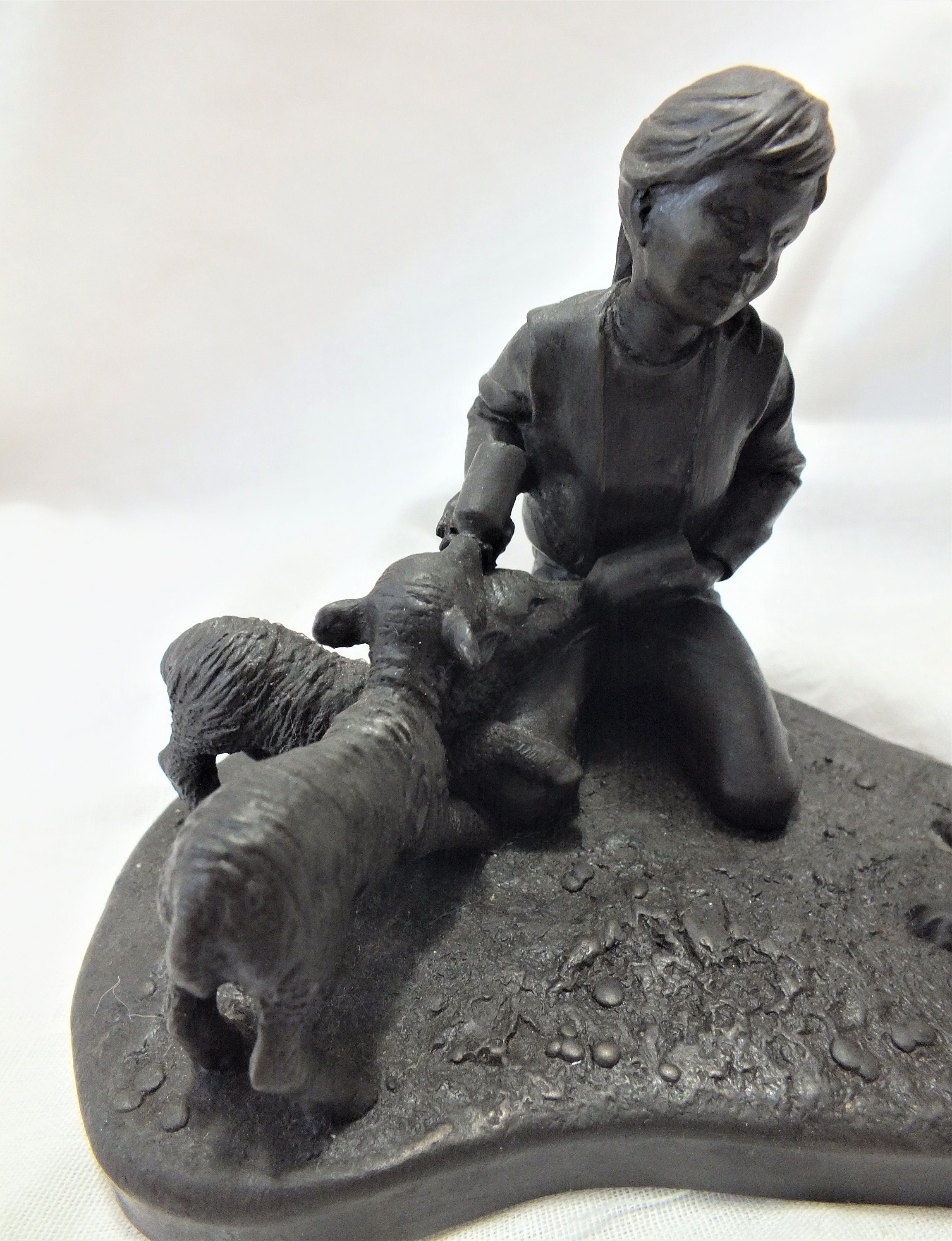 Heredities Figurine of a Shepherdess Feeding Lambs by Pauline - Etsy UK