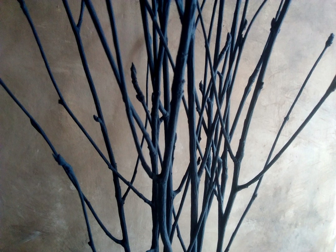Dark Navy Blue Painted Tree Branches 28 Inches Long Natural Rowan Tree ...