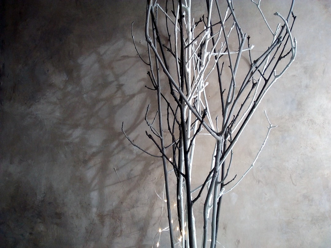 Painted Tree Branches White Grey Black Set of 10 Long Natural Oak Tree ...