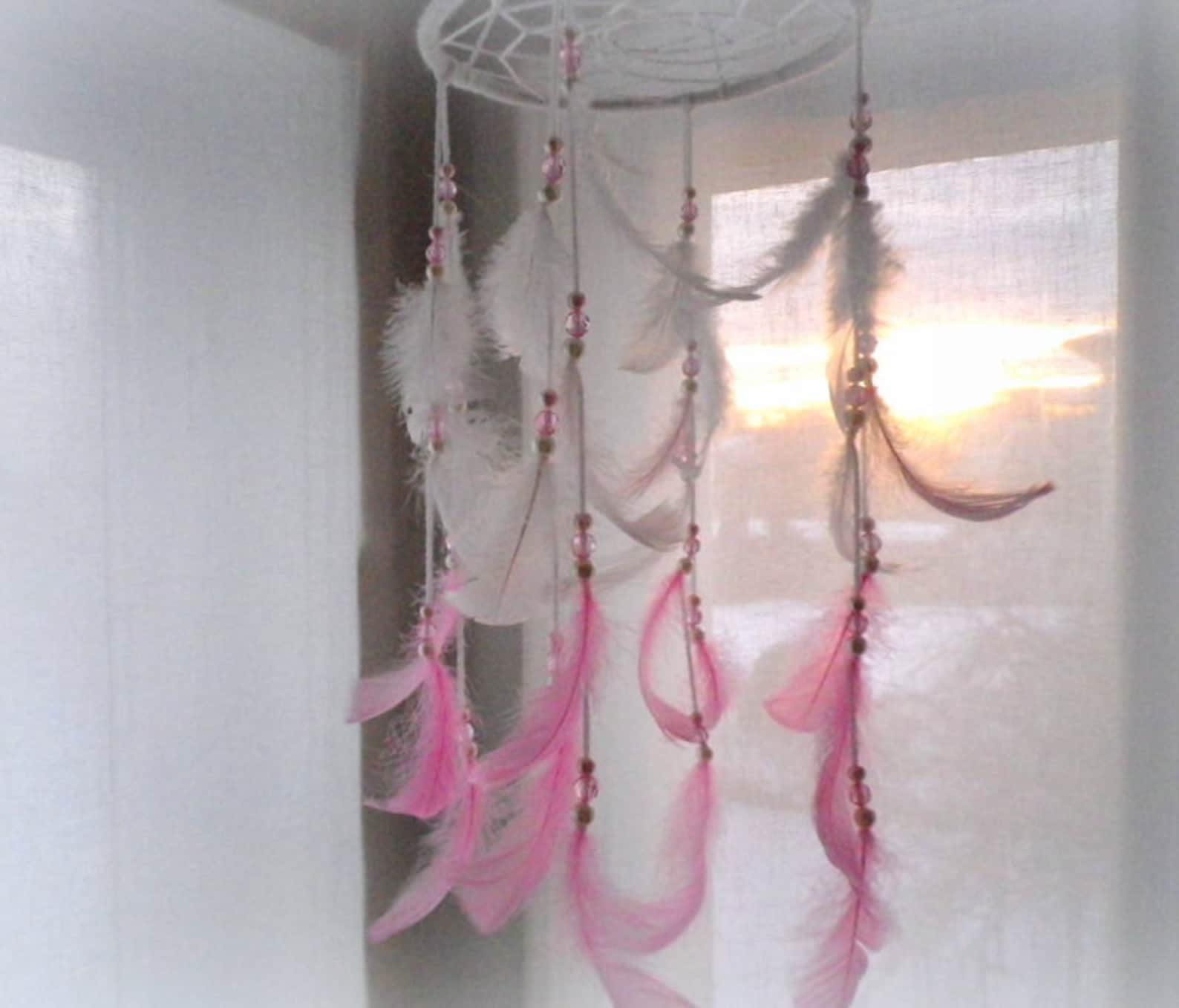 Baby Girl Dream Catcher Mobile White Pink Dreamcatcher - Etsy India