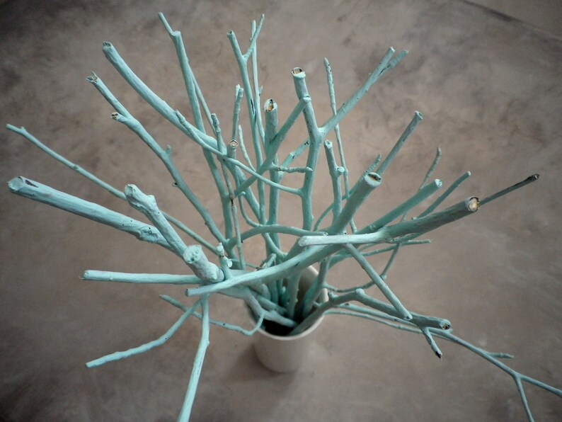 Light Mint Painted Natural Tree Branches Vase Filler Modern - Etsy