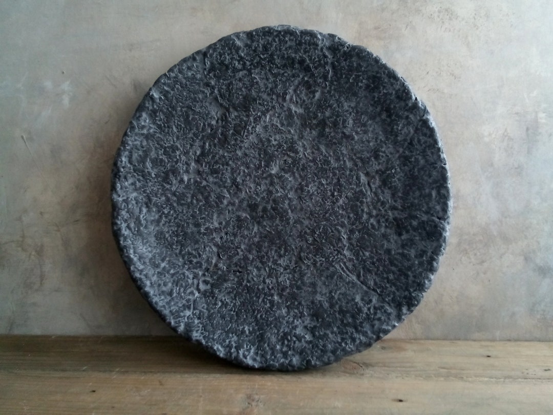 Paper Mache Plate Black Grey Natural Stone Color Textured Decorative ...