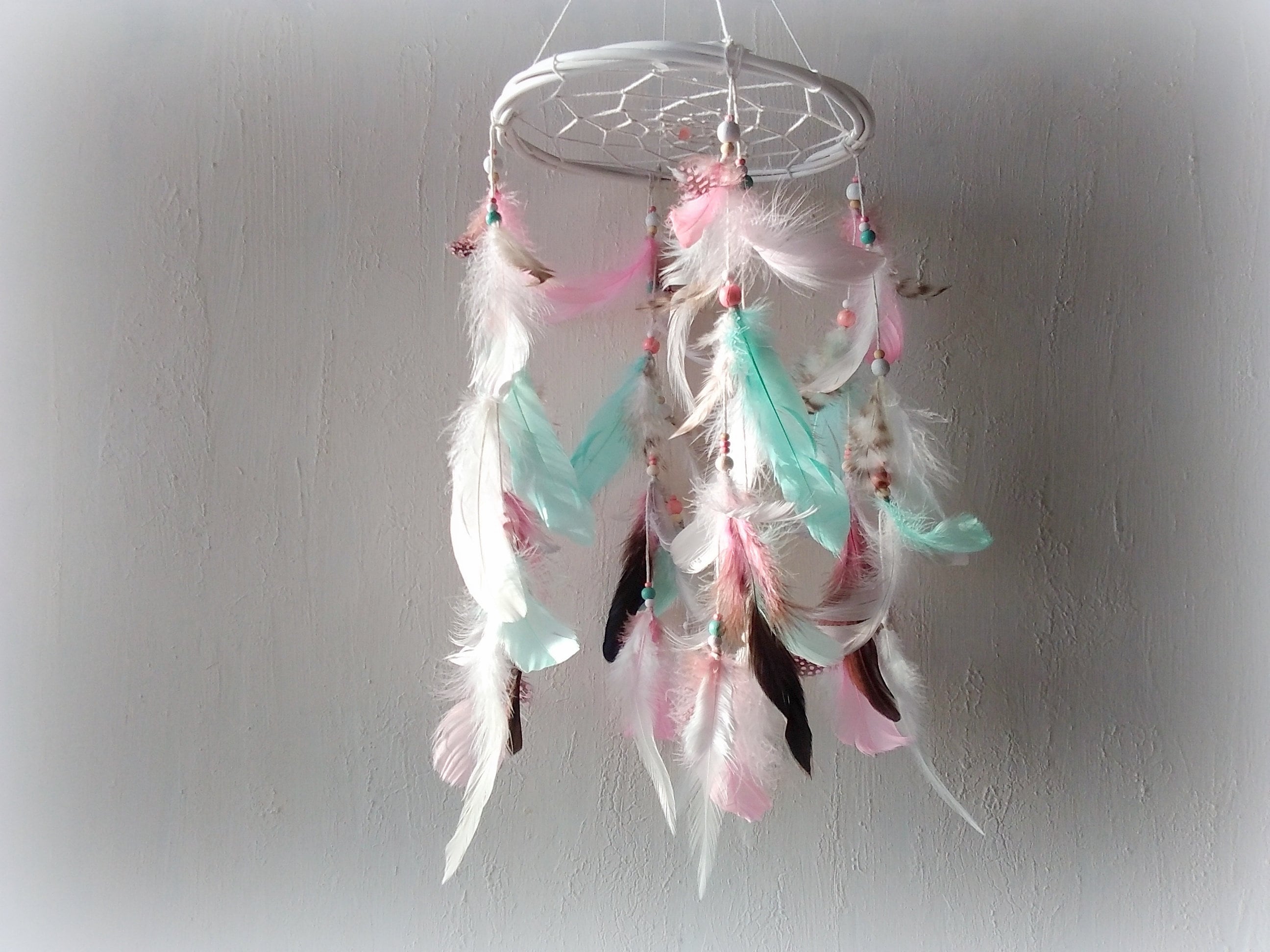Girl Dream Catcher Crib Mobile Willow Dreamcatcher White Pink - Etsy