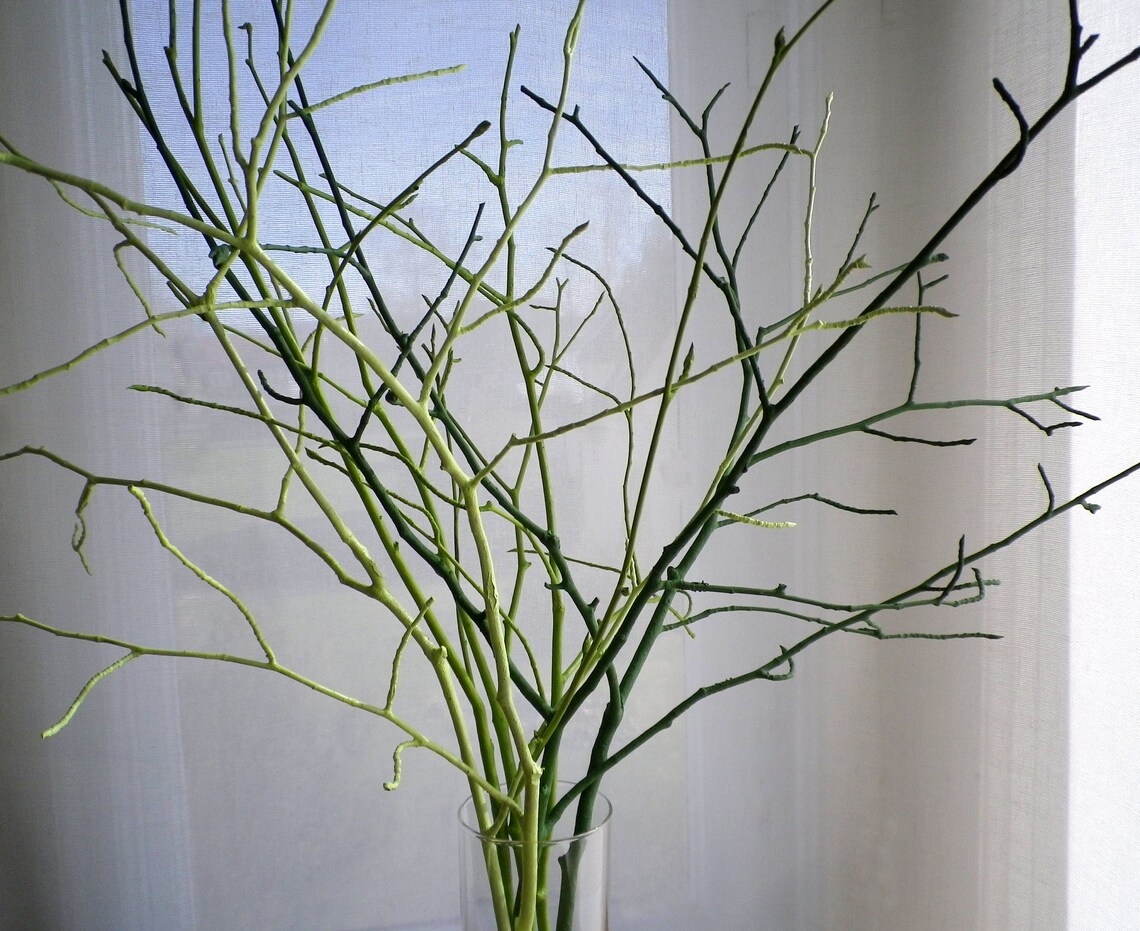 Hand Painted Green Tree Branches (set of 7): Rustic Woodland Decor - Etsy