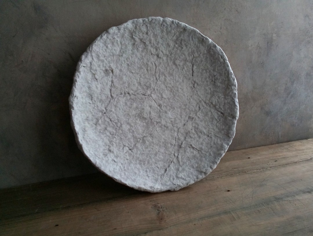 Handmade Paper Mache Plate: White Marble Textured Tray, Wabi Sabi Decor ...