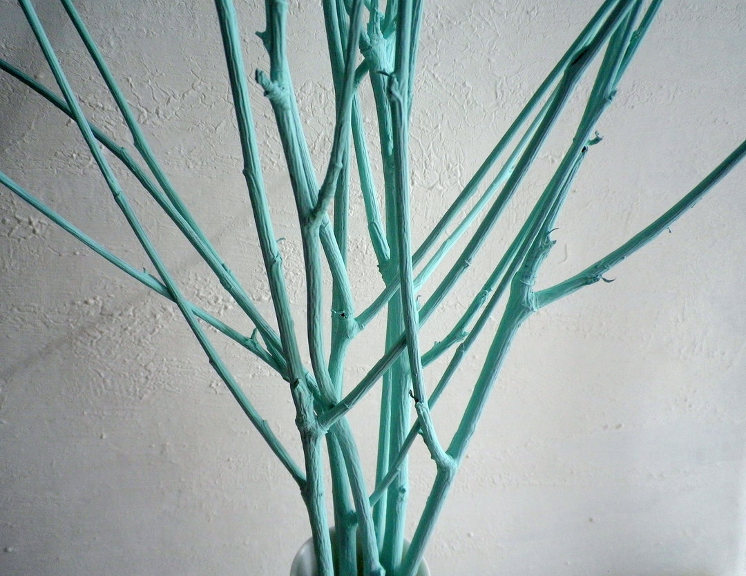 Mint Painted Tree Branches: Modern Minimalist Home Decor, Set of 10 - Etsy