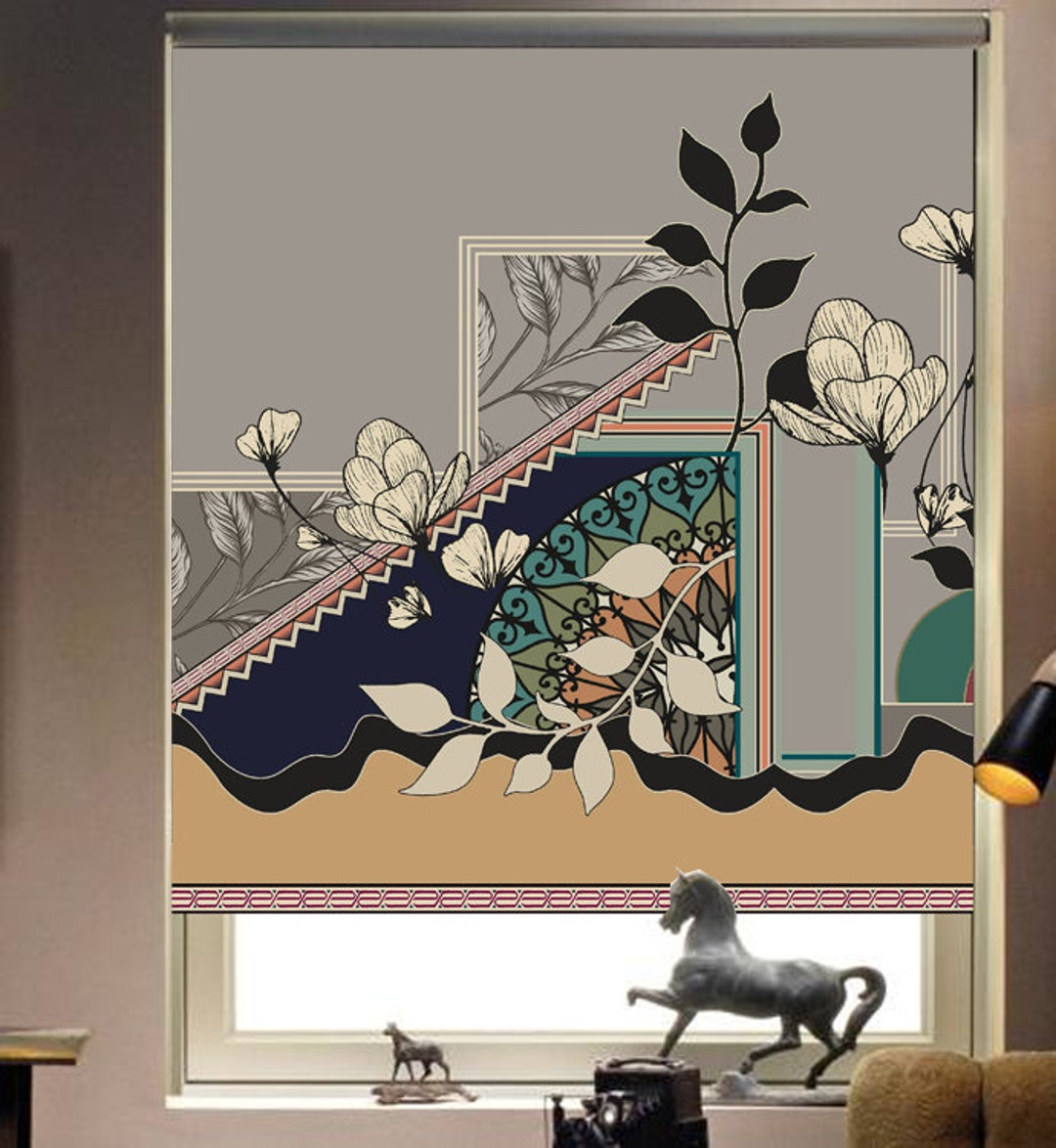 Modern Geometrical Floral Abstract Design Custom Made Printed AB223 ...