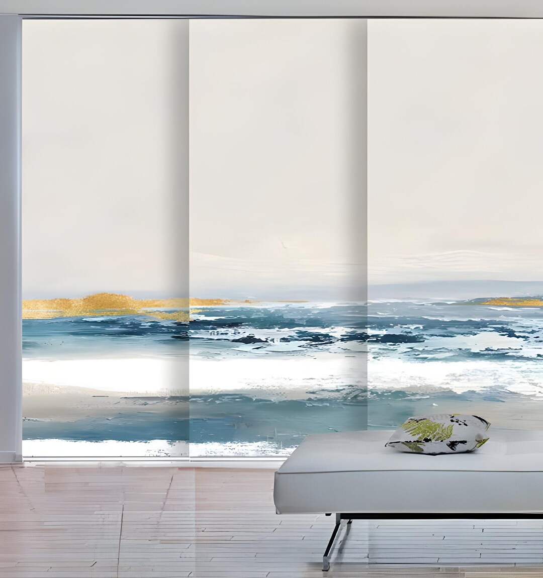 Seascape Curtain Panel (3-piece Incl. Hardware) Sliding Doors Divided ...