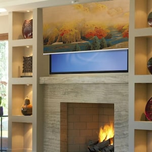 Hidden TV Screen Custom Made Printed Art Roller Shade for Tv Cover ...