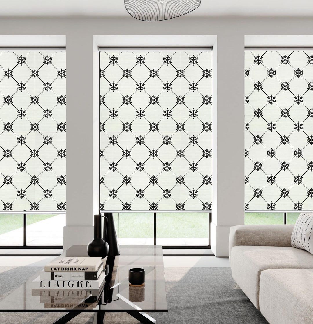 Βlack Modern Damask Patterned Design on a Weaved Background in 4 Colors ...