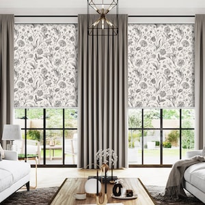 Modern Black and White Floral Seamless Patterned Custom Made Printed ...