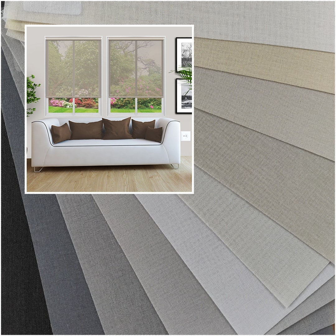 RHODES Natural Textured Transparent Custom Made Window Roller Shade ...
