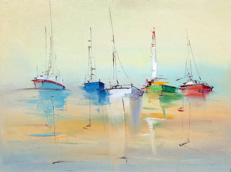 Sailing Boats Watercolored Fine Art Printed Custom Made Window - Etsy