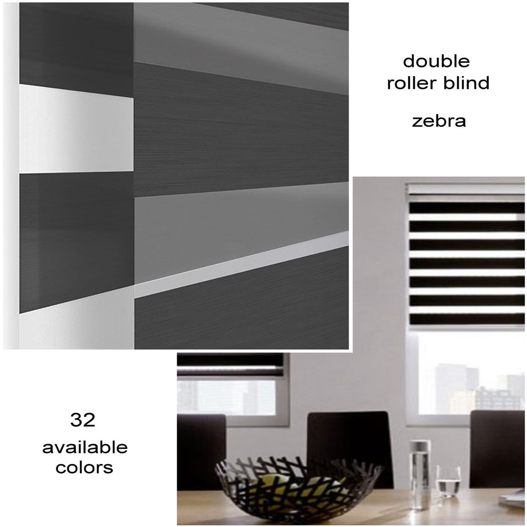Custom Zebra Light Filtering Blinds Window Dual Layer Roller Shades ...